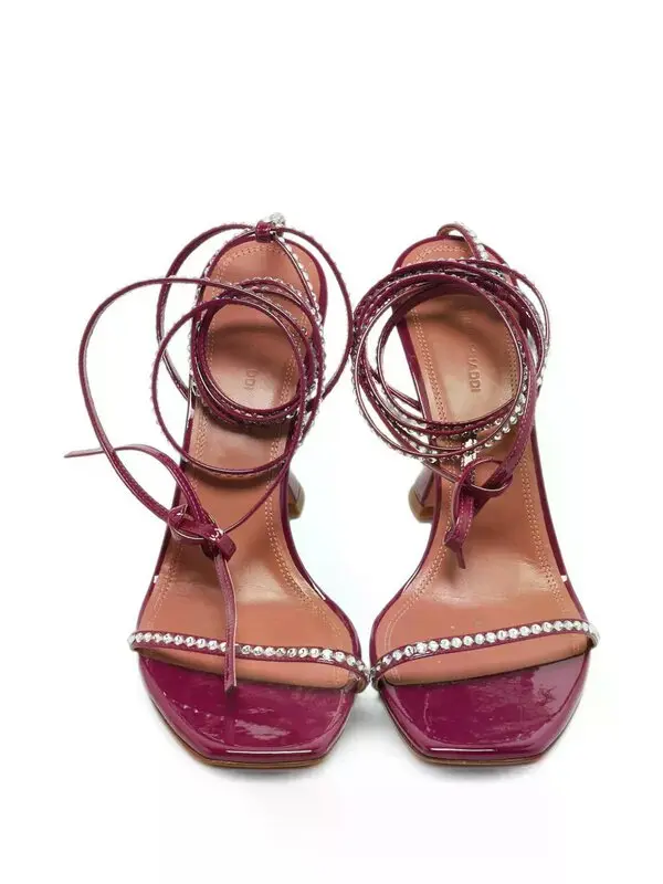 Amina Muaddi Crystal-embellished Flared-heel Sandals