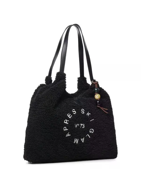 V°73 Ski Glam Embroidered Teddy-effect Shoulder Bag - Black