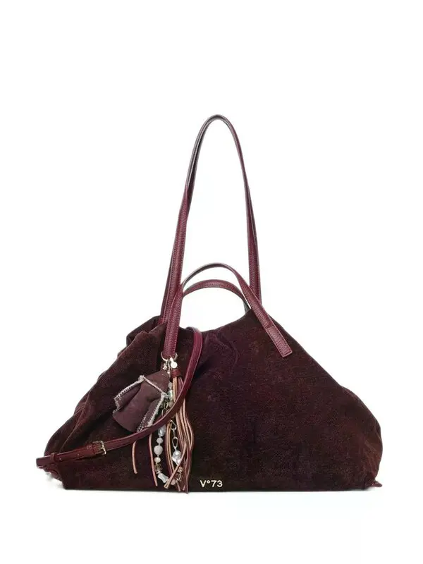 V°73 Giada Fringe-charm Logo-plaque Shoulder Bag - Red