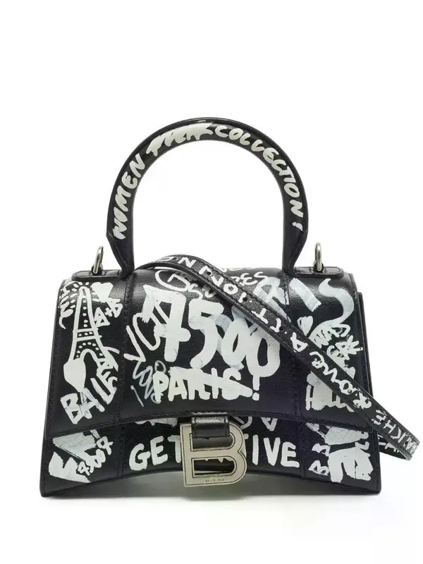 Balenciaga Xs Graffiti Hourglass Mini Bag - Black