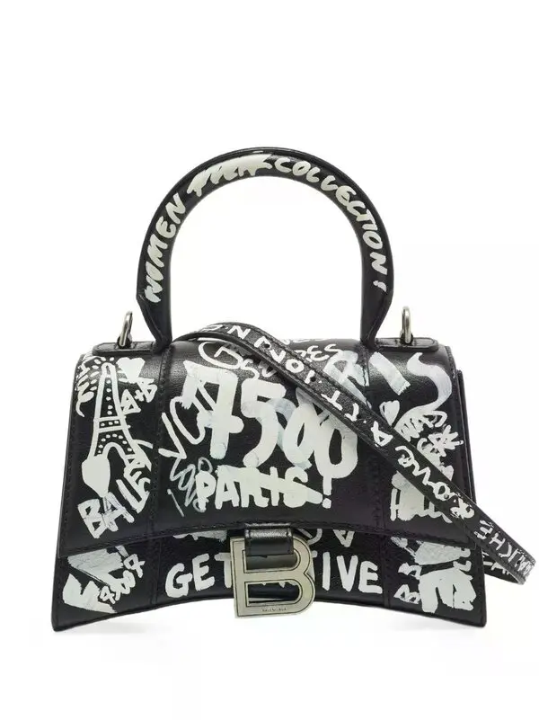 Balenciaga Xs Graffiti Hourglass Mini Bag - Black