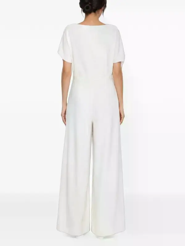 LOODYANA Floral-embroidered Short-sleeve Jumpsuit