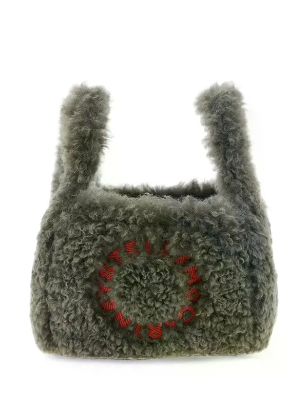 Stella McCartney Logo-embroidered Shearling-effect Shoulder Bag
