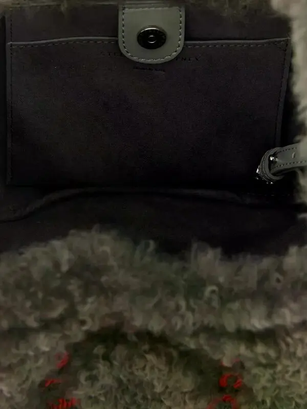 Stella McCartney Logo-embroidered Shearling-effect Shoulder Bag