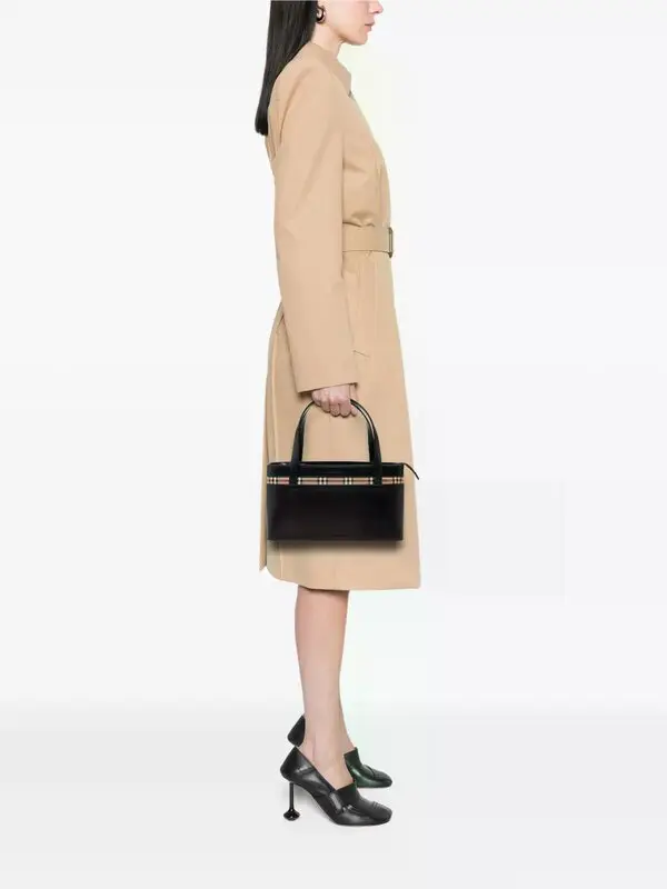 Burberry 2000-2017 House Check Canvas Trimmed Leather Handbag
