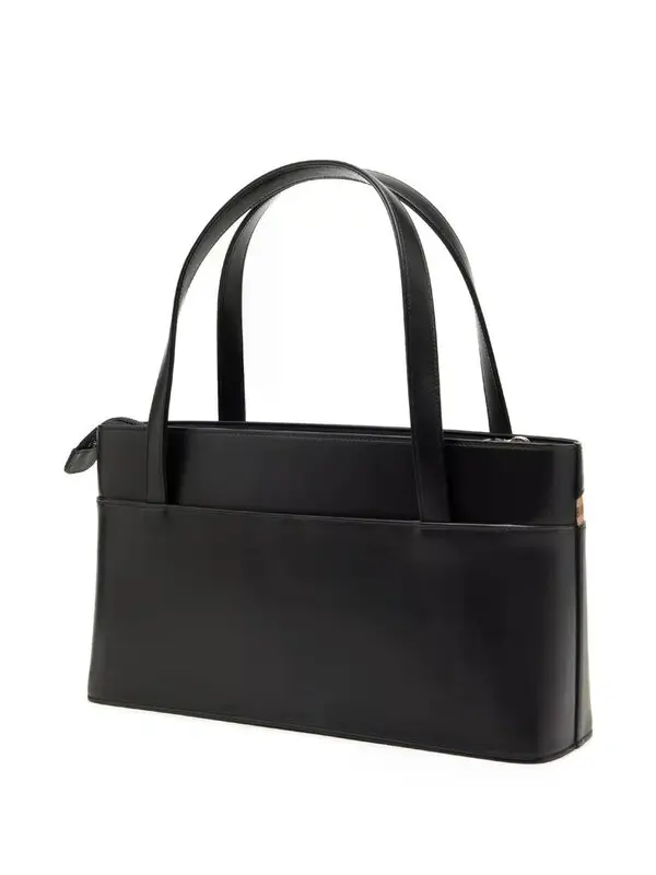 Burberry 2000-2017 House Check Canvas Trimmed Leather Handbag