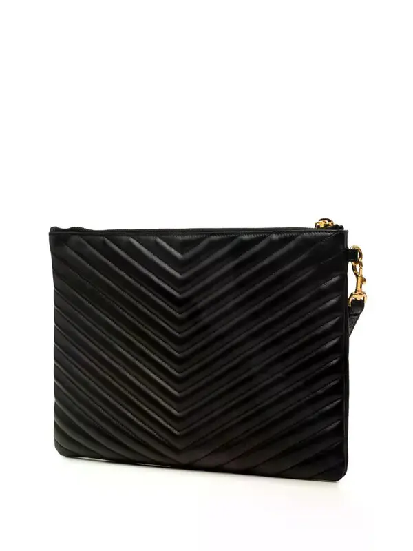 Saint Laurent 2022 Chevron Calfskin Cassandre Document Holder Clutch Bag