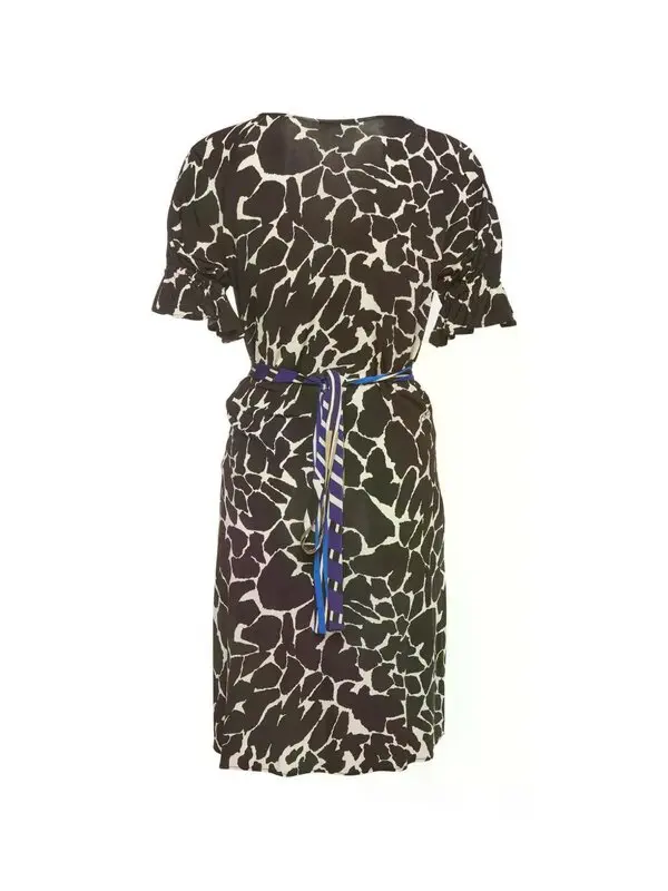 Just Cavalli Abstract-print Plunge-neck Midi Dress - Brown