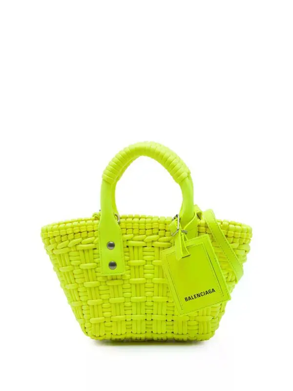 Balenciaga 2022 Faux Leather Bistro Basket Bag Xxs Satchel - Yellow