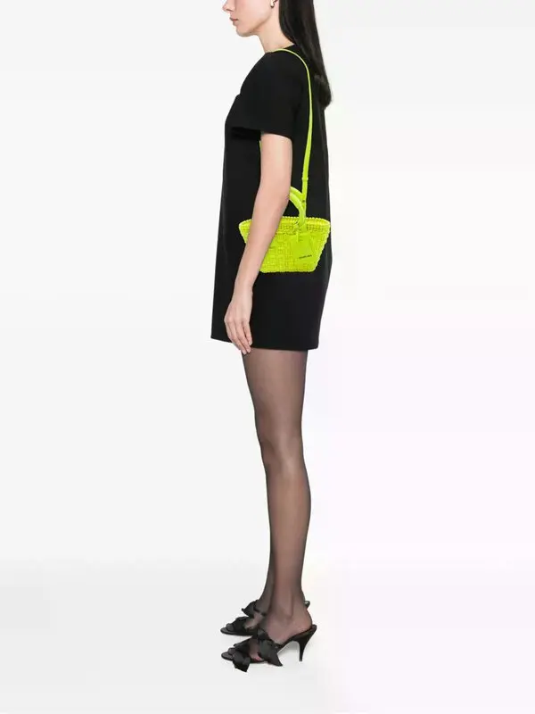 Balenciaga 2022 Faux Leather Bistro Basket Bag Xxs Satchel - Yellow
