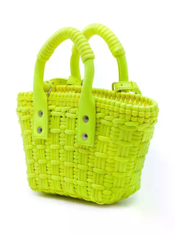 Balenciaga 2022 Faux Leather Bistro Basket Bag Xxs Satchel - Yellow
