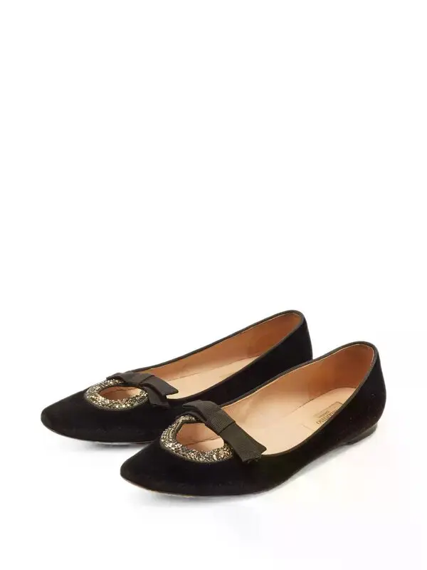 Valentino Garavani Bow Crystal-embellished Ballet Flats - Black