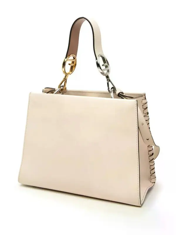 Fendi 2000-2010 Small Bicolor Calfskin Whipstitch Runway Satchel