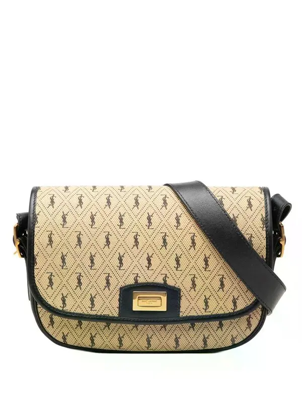 Saint Laurent 2019 Medium Canvas Monogram All Over Crossbody Bag - Neutrals