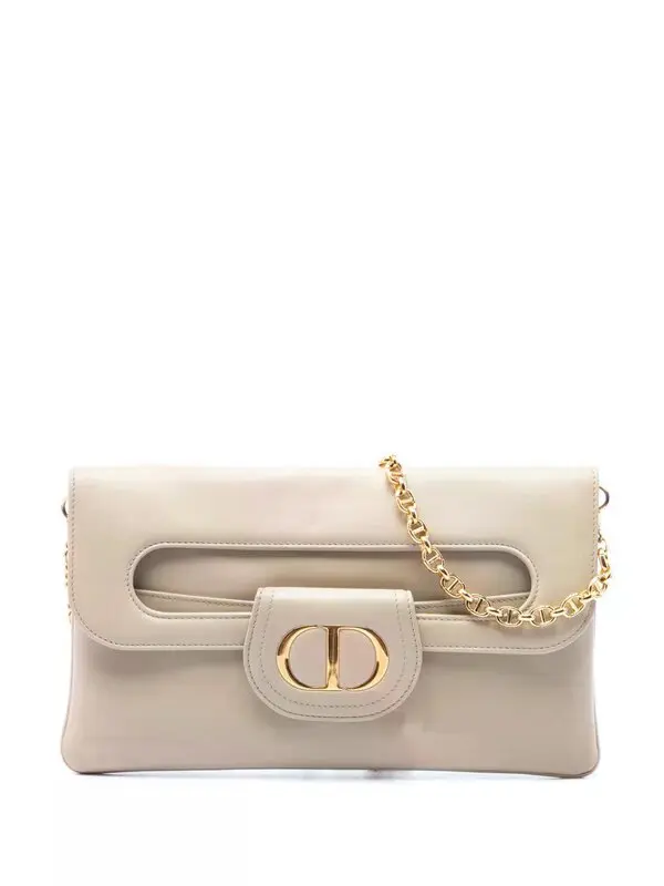 Dior 2021 Medium Calfskin Diordouble Chain Bag Crossbody Bag - Neutrals