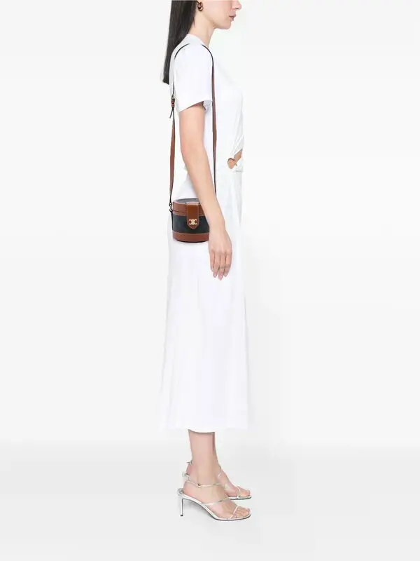 Celine 2021 Small Triomphe Coated Canvas Tambour Crossbody Bag