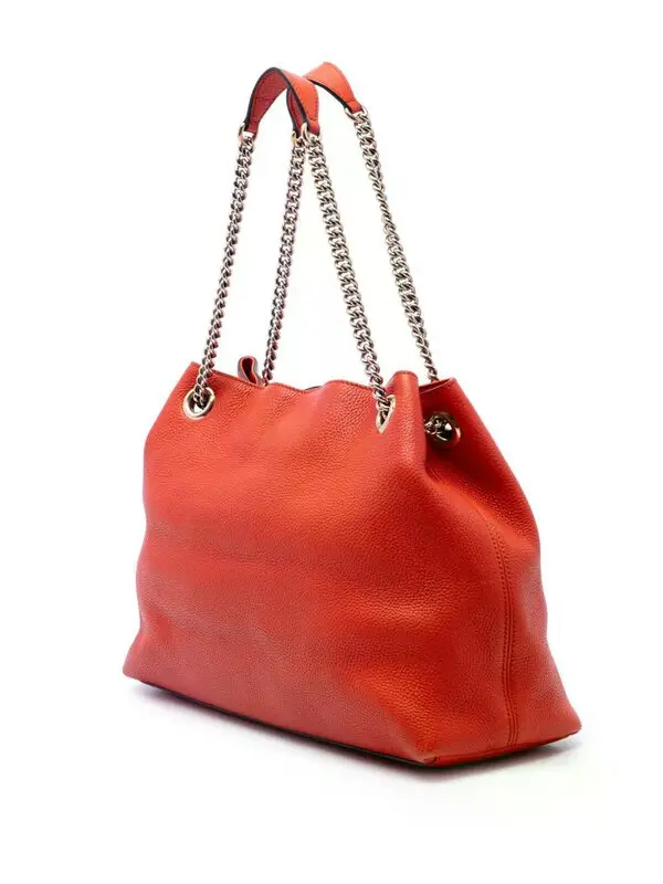 Gucci 2021-2026 Medium Calfskin Soho Chain Tote Bag - Orange