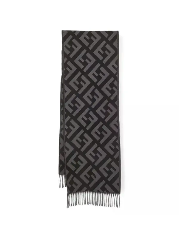 Fendi Zucca Monogram Fringed Scarf - Grey