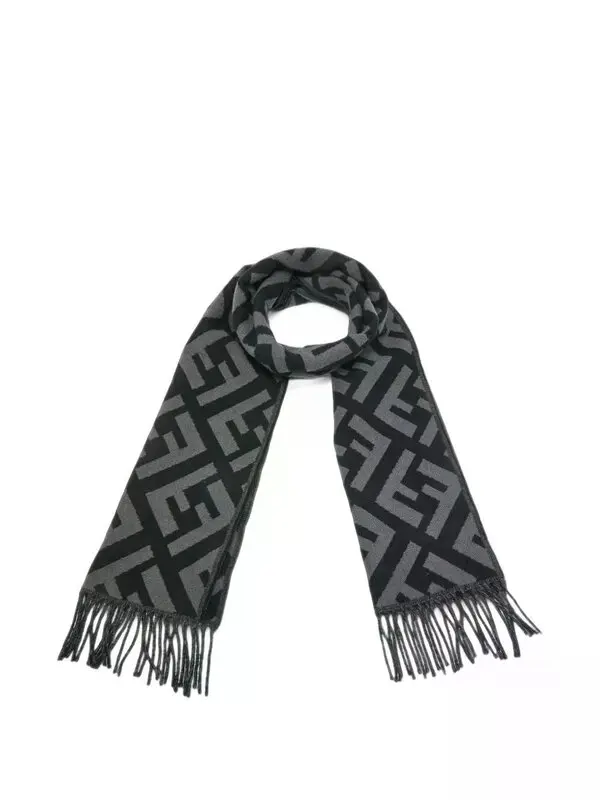 Fendi Zucca Monogram Fringed Scarf - Grey