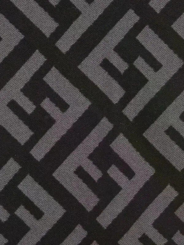 Fendi Zucca Monogram Fringed Scarf - Grey
