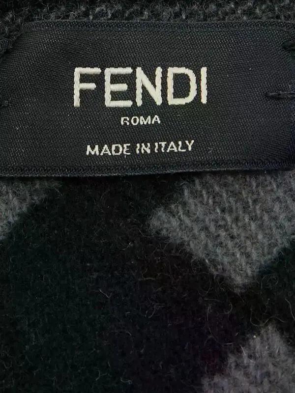 Fendi Zucca Monogram Fringed Scarf - Grey