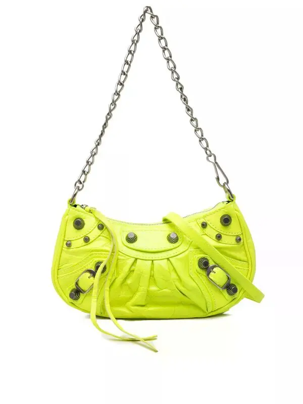 Balenciaga 2018-2026 Mini Lambskin Motocross Le Cagole Satchel - Yellow