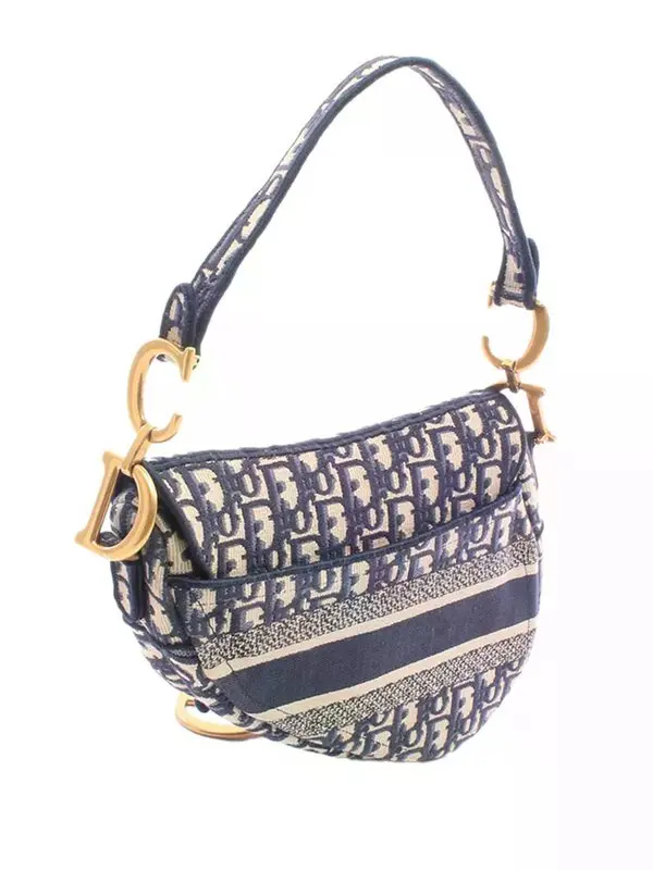 Dior 2010-2026 Oblique Embroidered Canvas Saddle Bag Shoulder Bag