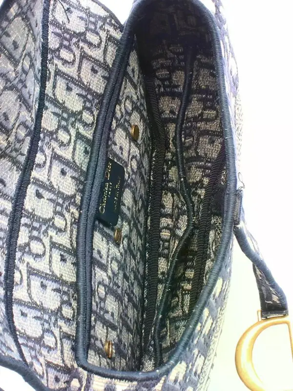 Dior 2010-2026 Oblique Embroidered Canvas Saddle Bag Shoulder Bag