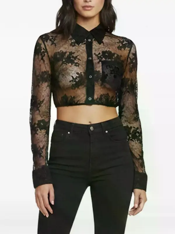 Prada Floral Lace Cropped Top