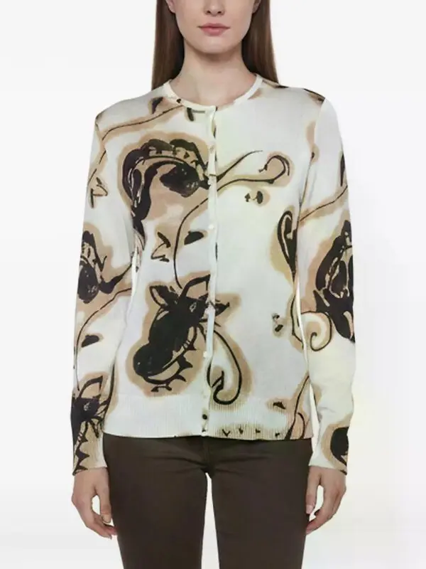 Dior Abstract-print Knitted Camisole Top And Cardigan Set