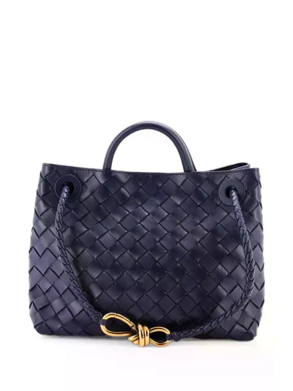 Bottega Veneta Andiamo Top Handle Bag Intrecciato Nappa Small Satchel - Blue