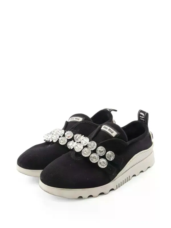 Miu Miu 2000s Bijou Slip-on Sneakers - Black