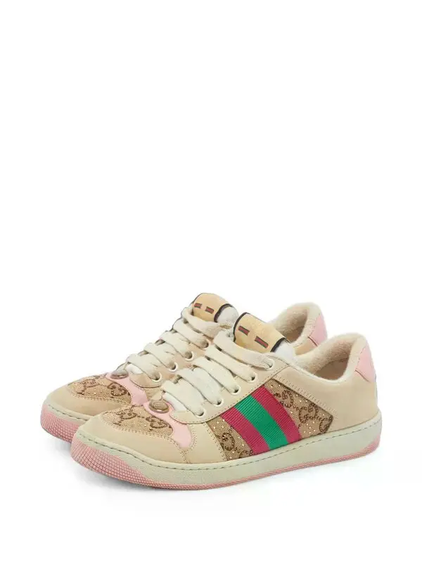 Gucci Screener Nubuck-leather Sneakers - Neutrals