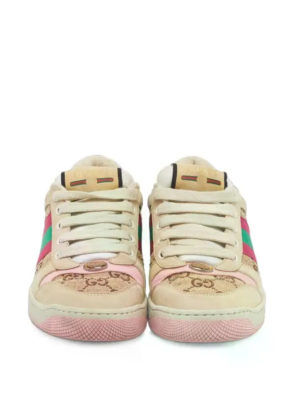 Gucci Screener Nubuck-leather Sneakers - Neutrals