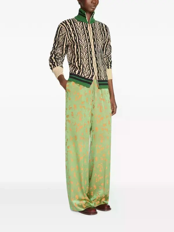 Dries Van Noten Geometric-pattern Zip-up Cardigan
