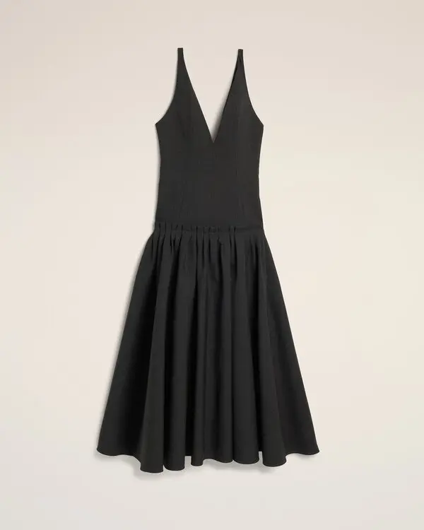AMI Paris Maxi Grey Low Waisted Wool Dress Grey