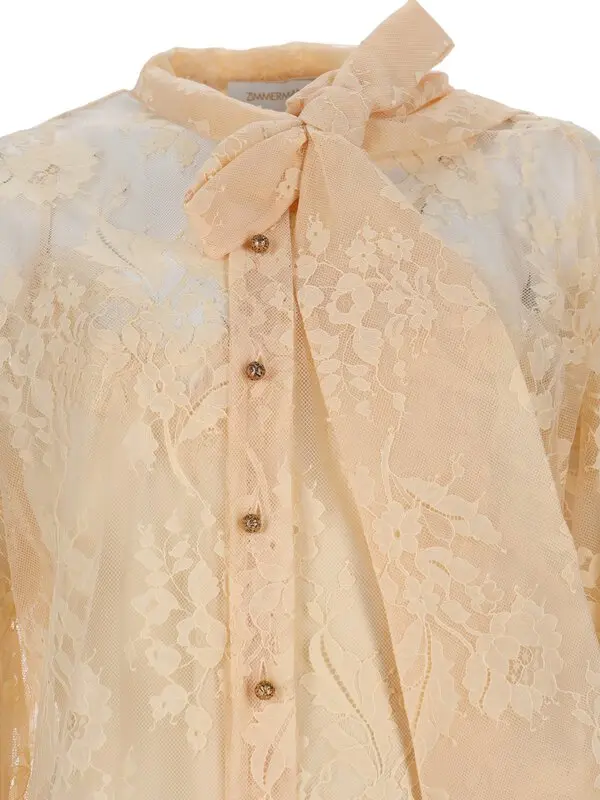 Zimmermann Blusa In Pizzo Con Lavallière Valiant