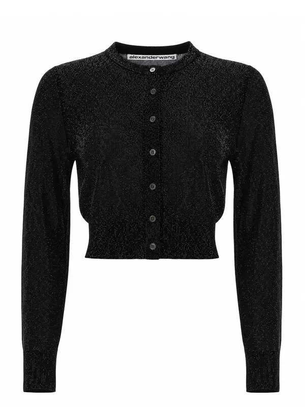 Alexander Wang Cardigan Cropped Con Perline Trasparenti