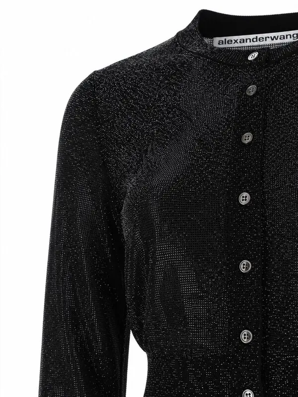 Alexander Wang Cardigan Cropped Con Perline Trasparenti