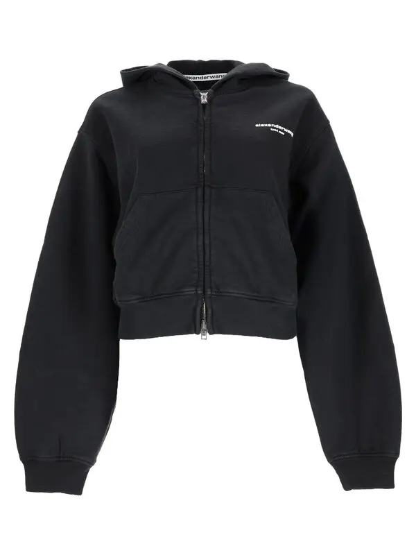 Alexander Wang Felpa Con Cappuccio E Zip Con Logo