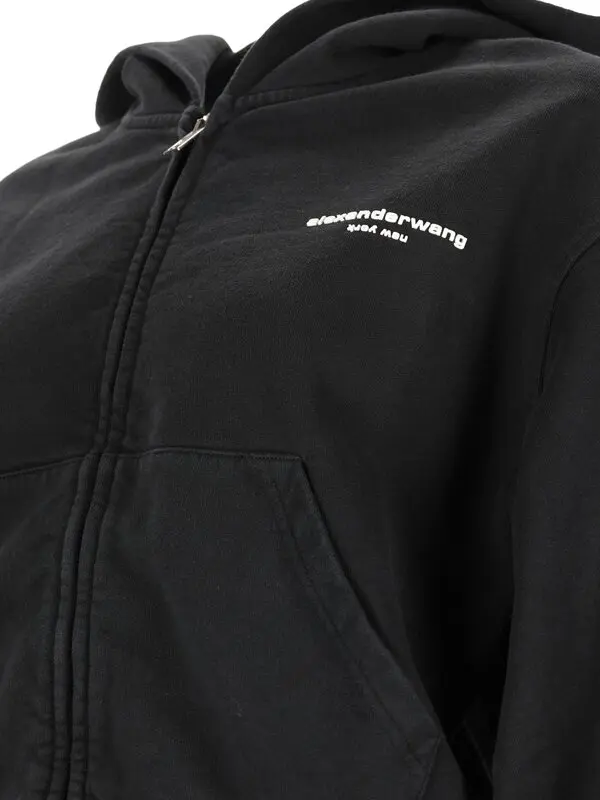 Alexander Wang Felpa Con Cappuccio E Zip Con Logo