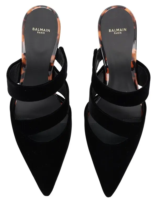 Balmain Mule In Pelle Con Tacco