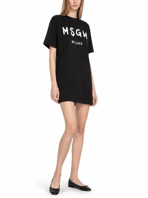 MSGM Abito Con Logo Pennellato