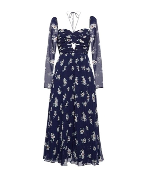 SELF-PORTRAIT Cutout Chiffon Midi Dress