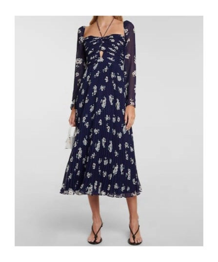 SELF-PORTRAIT Cutout Chiffon Midi Dress