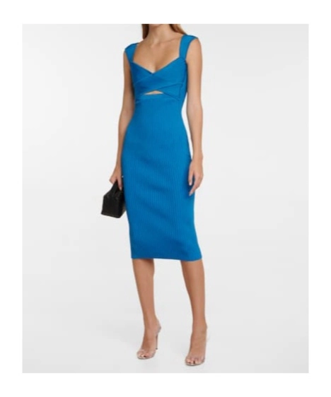 SELF-PORTRAIT Ribbed-knit Midi Dress