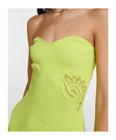 SELF-PORTRAIT Lace-trimmed Ribbed-knit Minidress