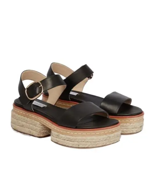 Gabriela Hearst Leather And Straw-woven Sandals - Black