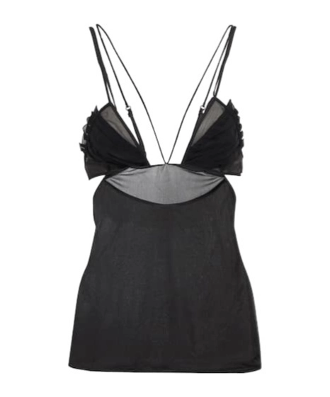 NENSI DOJAKA Pleated Cutout Mesh Camisole