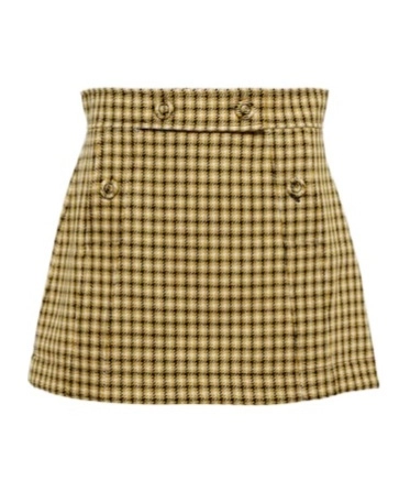 Plan C Houndstooth Checked Wool Miniskirt